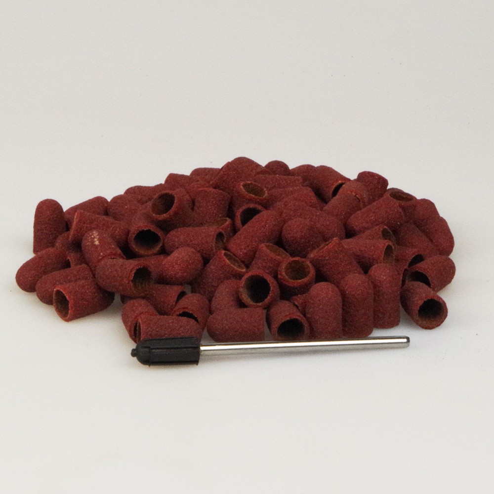 Abrasive Caps ECO 5 mm medium, 100 pieces + mandrel - Burrs & Abrasives - Footcare - RAUE GmbH